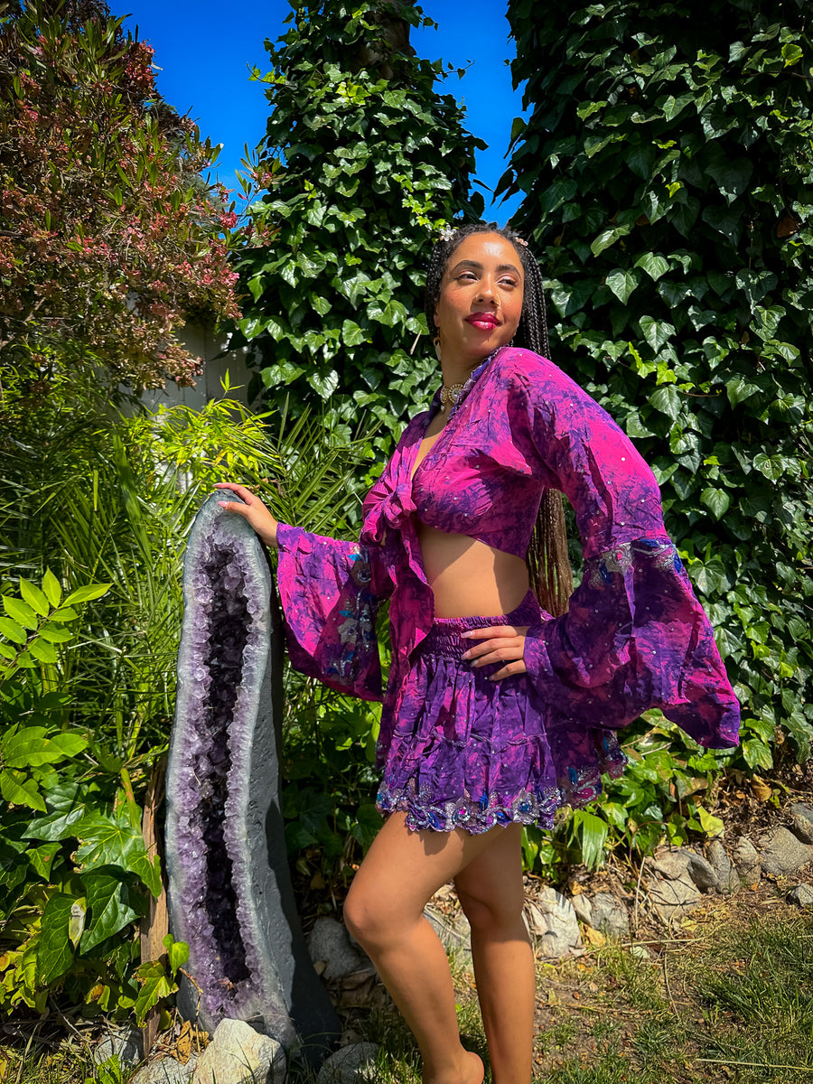 Cosmic Lilies Micro Mini Skirt Set – Namaslay Collective